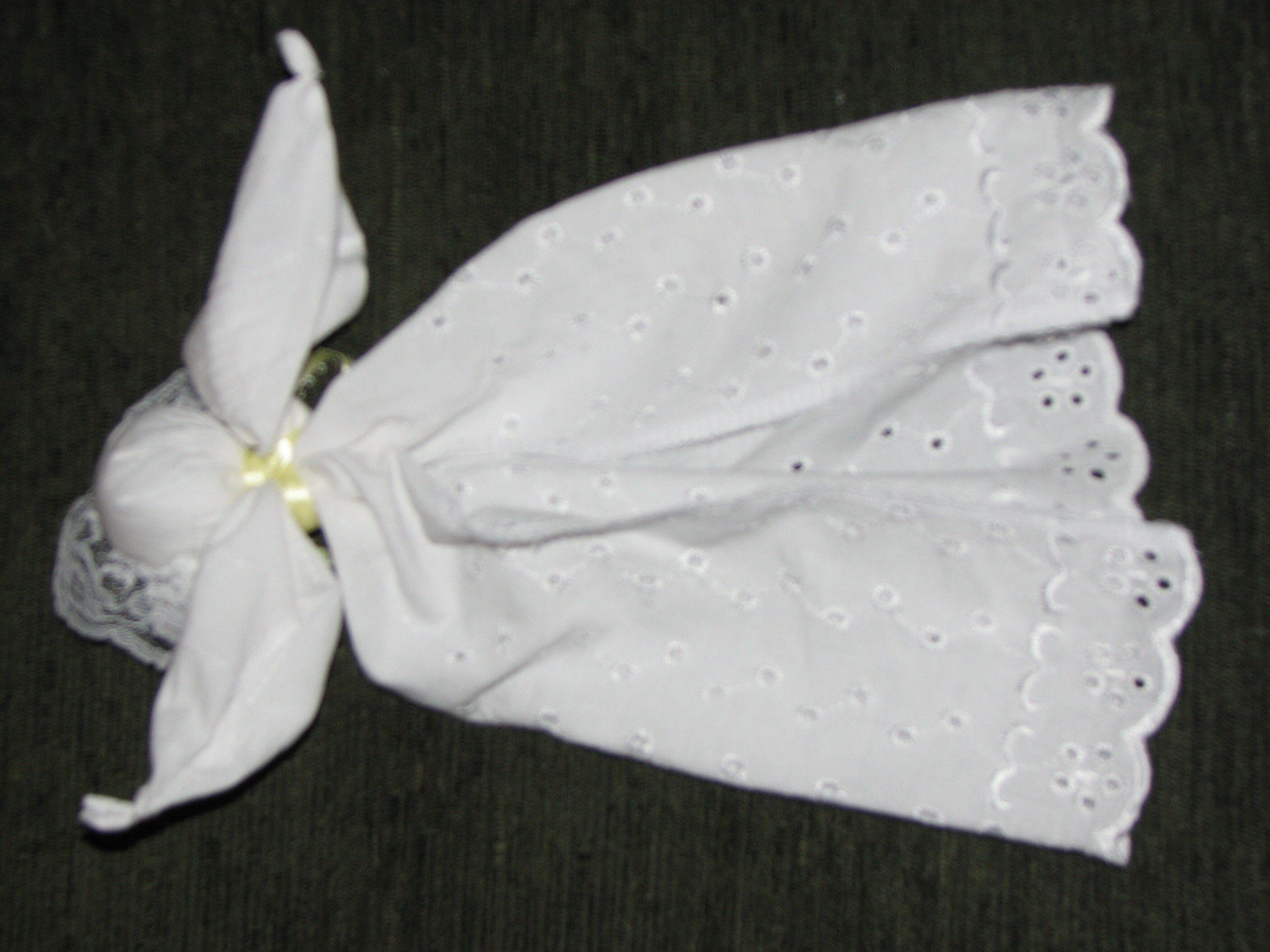 White Hanky Baby, Prayer Doll, Pew Baby With Eyelet Fabric Great for ...