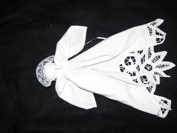 White hanky baby prayer doll pew baby with Battenburg lace | Etsy