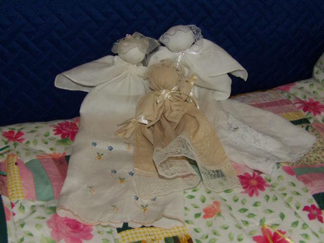 Large Hanky Dolls Made From Vintage Fabrics, 100% Linen, Cotton, Hand ...