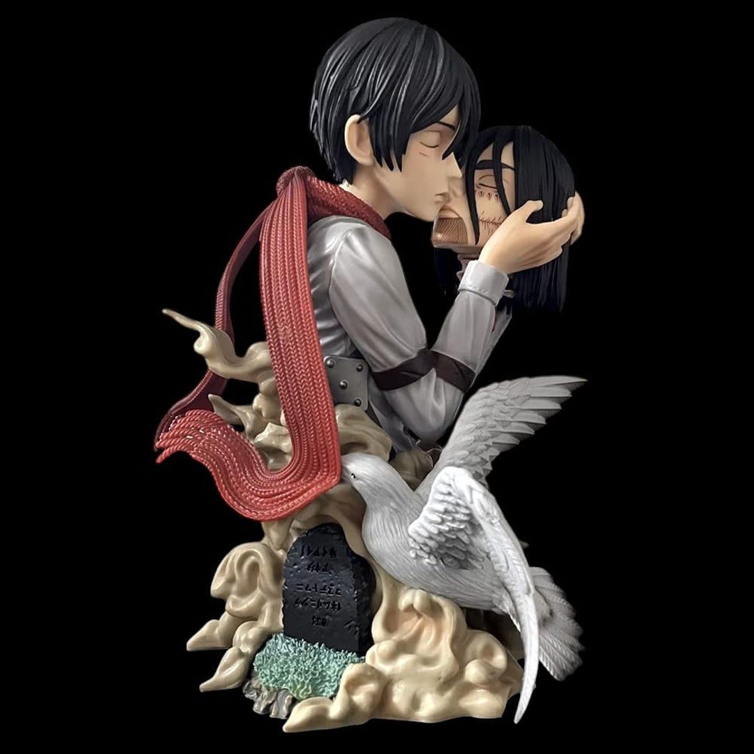 22cm Attack on Titan Mikasa Ackerman & Eren Figure Kiss of Death - Etsy
