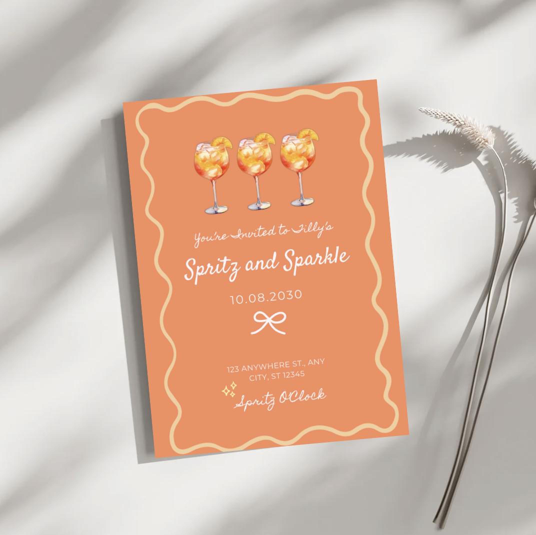 Spritz and Sparkle Invitation Template | Editable Canva Invite ...