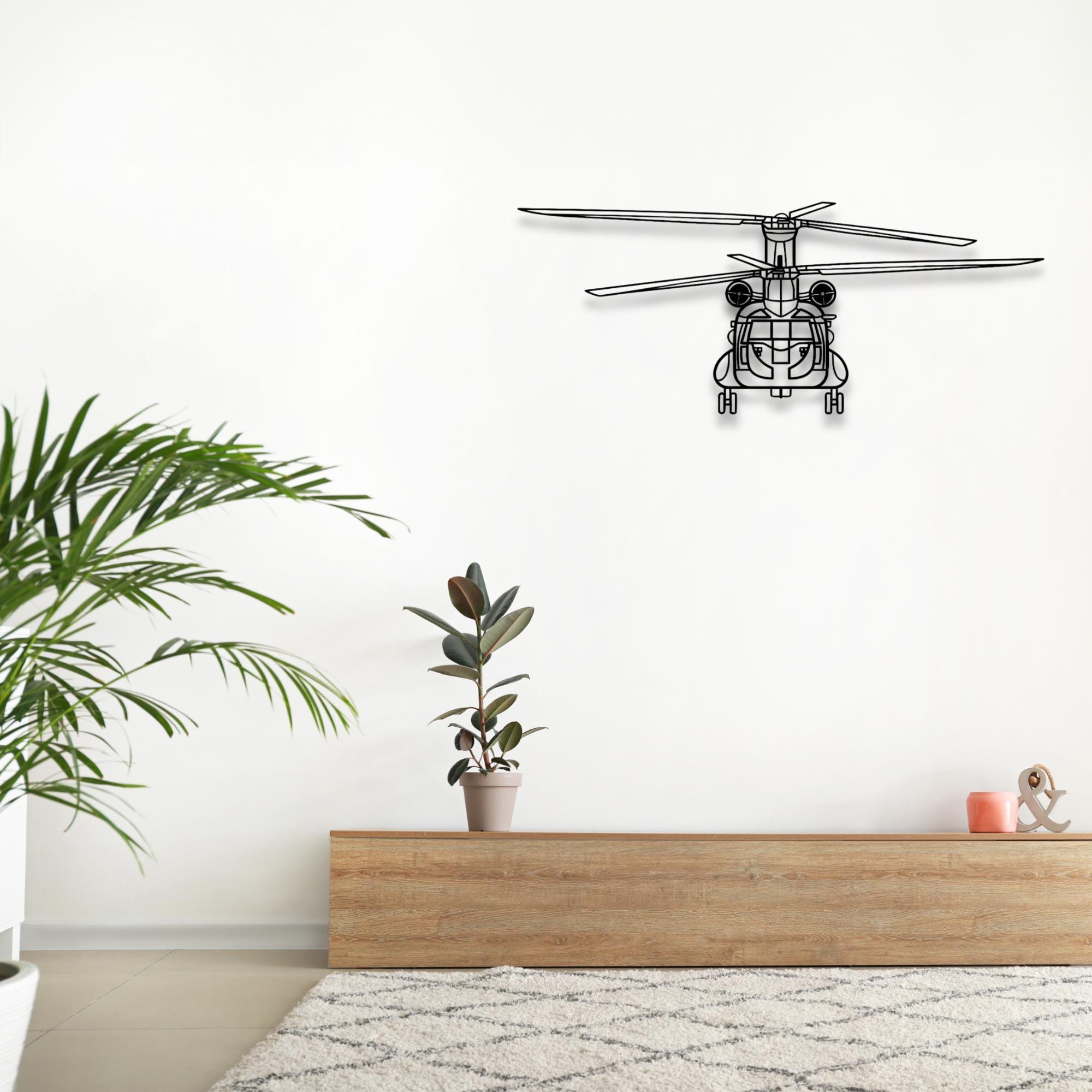 Boeing CH-47 Chinook Silhouette - Custom Metal Airplane Wall Art ...