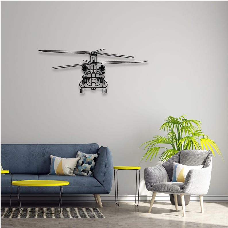 Boeing CH-47 Chinook Silhouette - Custom Metal Airplane Wall Art ...