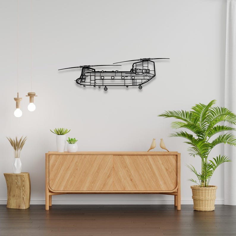 Boeing CH-47 Chinook Silhouette - Custom Metal Airplane Wall Art ...