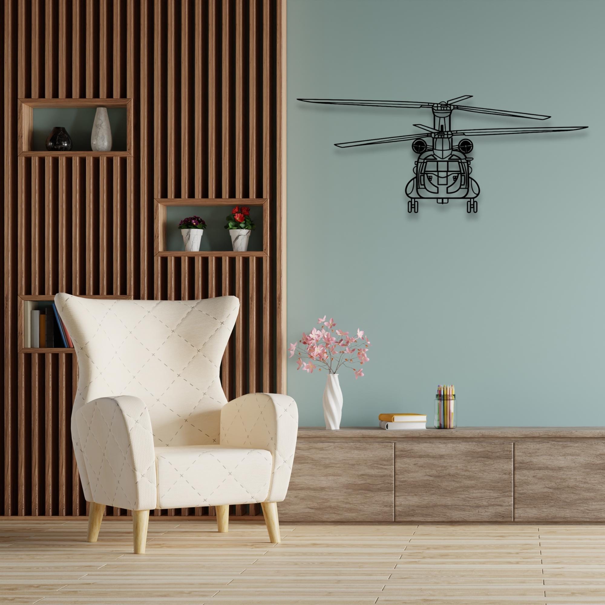 Boeing CH-47 Chinook Silhouette - Custom Metal Airplane Wall Art ...