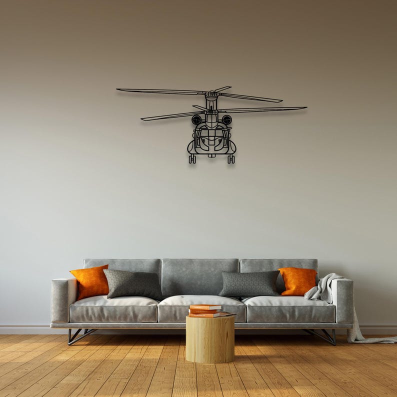 Boeing CH-47 Chinook Silhouette - Custom Metal Airplane Wall Art ...