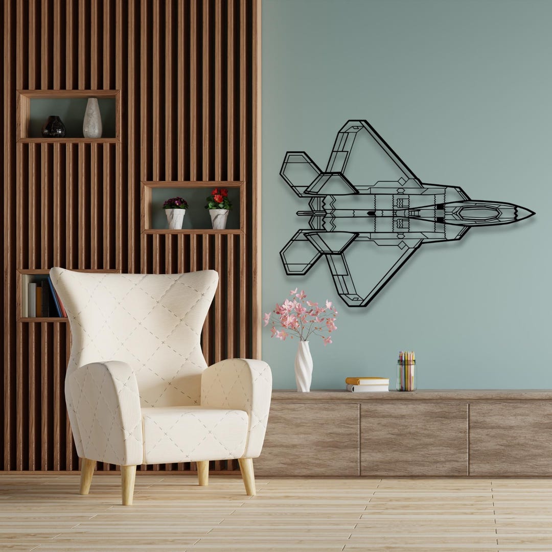 Lockheed Martin F-22 Raptor Top Silhouette - Custom Metal Airplane Wall ...