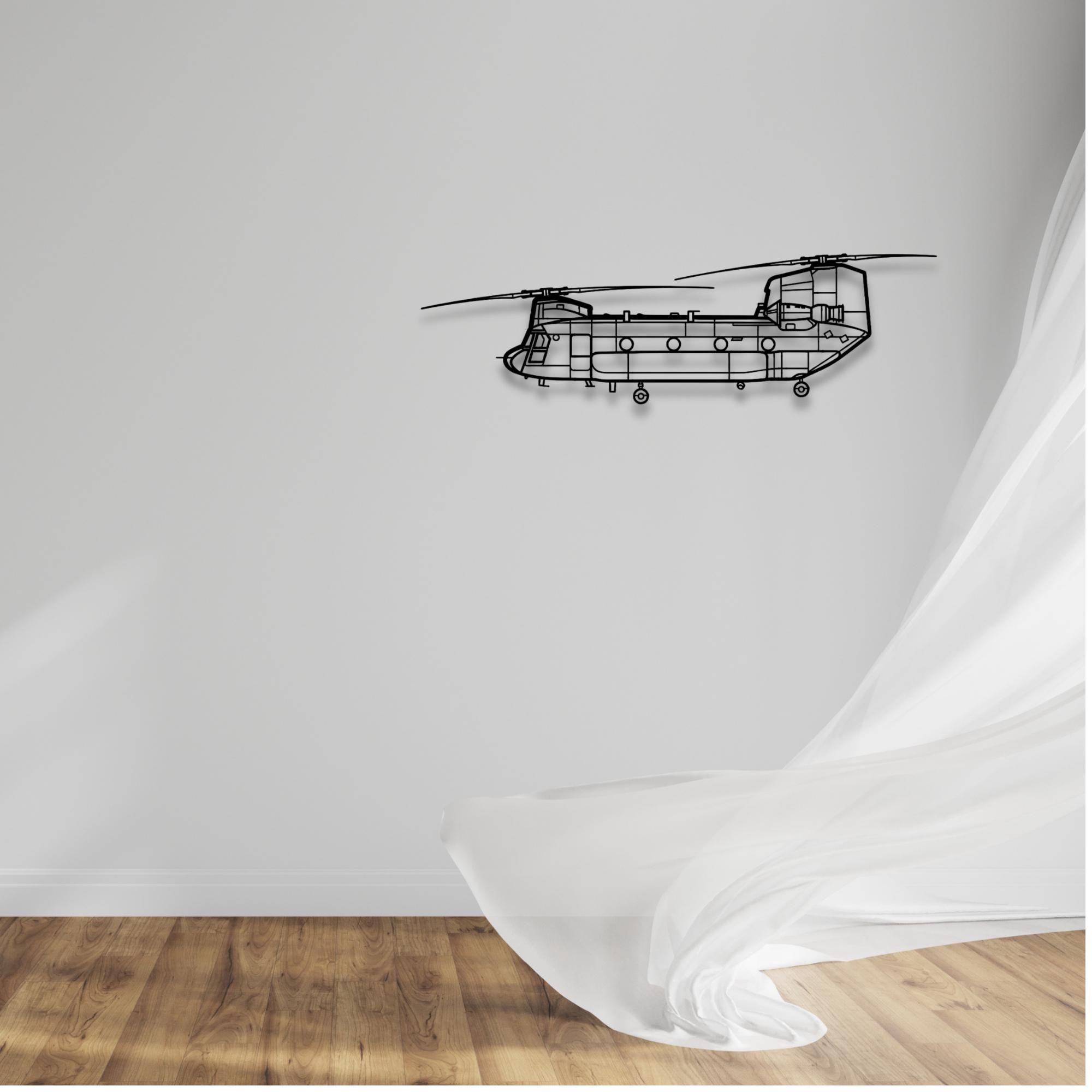 Boeing CH-47 Chinook Silhouette - Custom Metal Airplane Wall Art ...