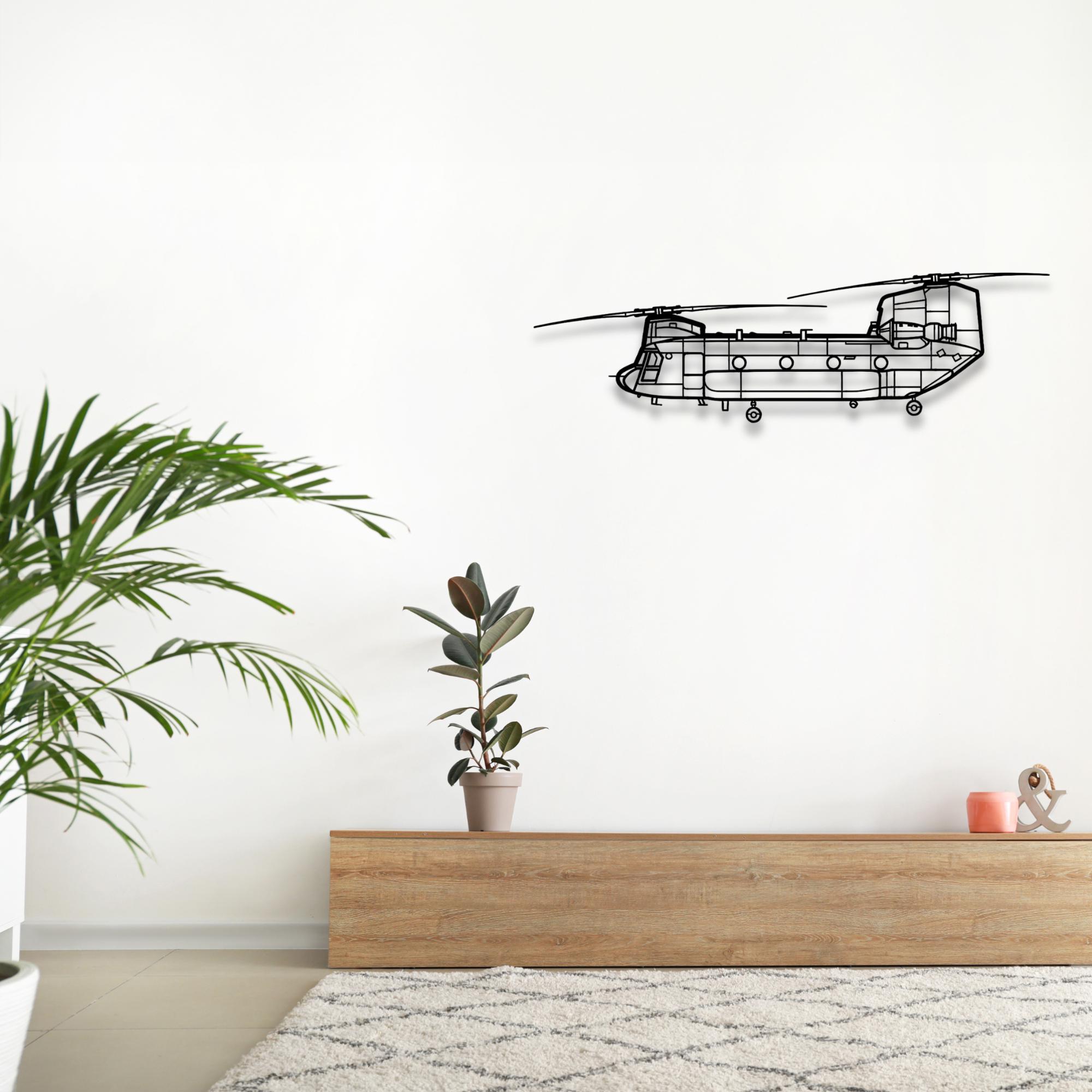 Boeing CH-47 Chinook Silhouette - Custom Metal Airplane Wall Art ...