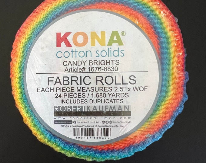 Kona Fabric Half-roll Candy Brights Cotton Fabric/24 Strips of 2.5 ...