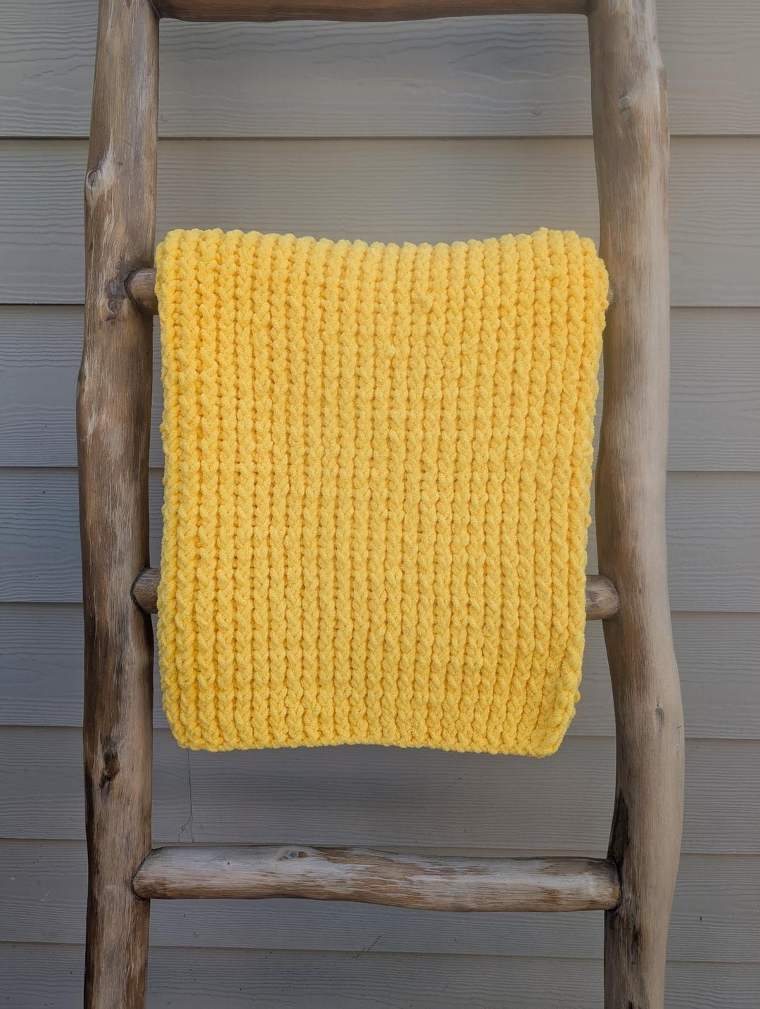 Hand Knitted Baby Blanket: School Bus Yellow, Soft Polyester Yarn - Etsy