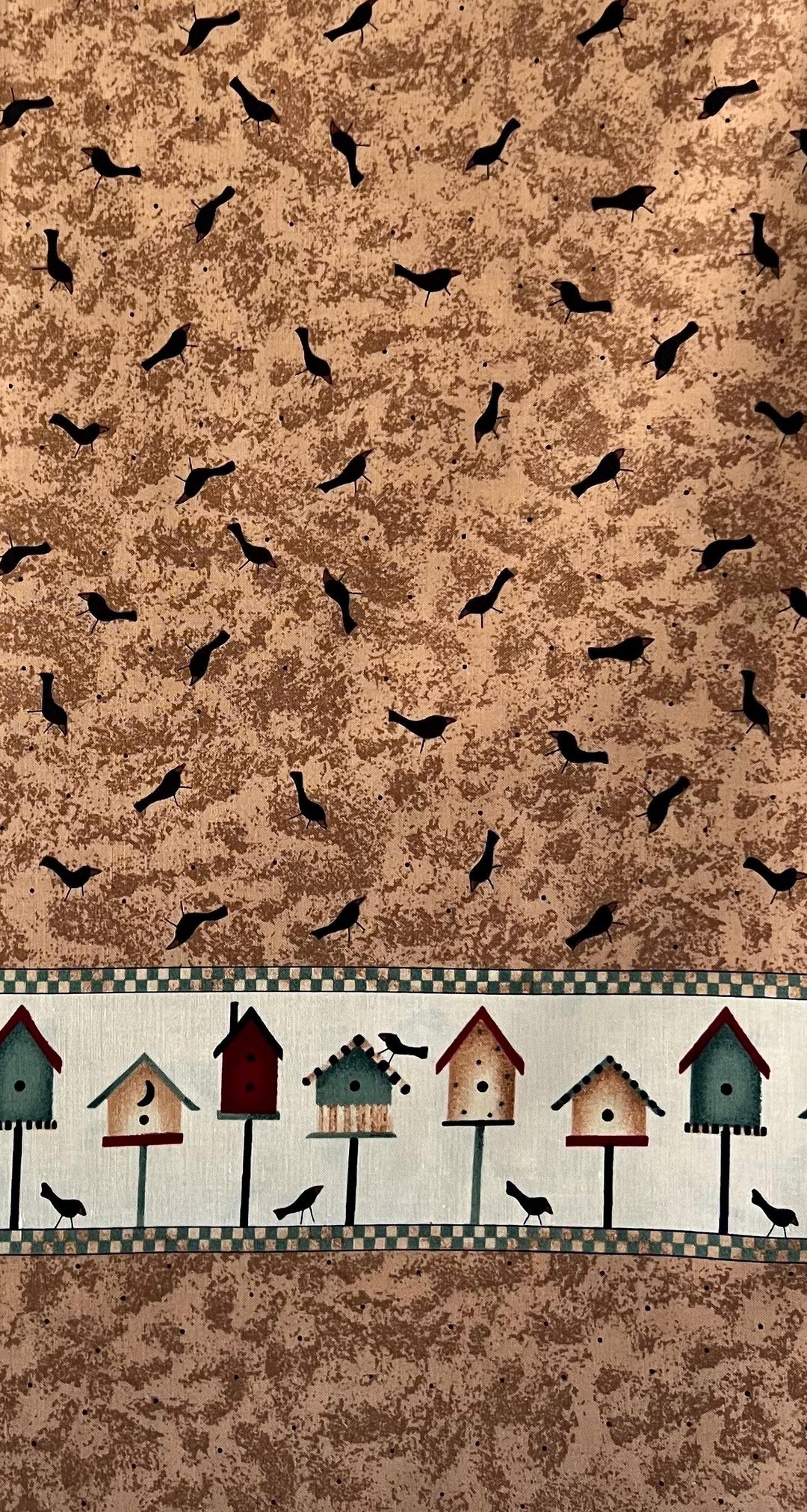 2-1/3 Yard Cut Vintage Debbie Mumm Crows and Birdhouses Border Print Cotton Fabric/quilting ...