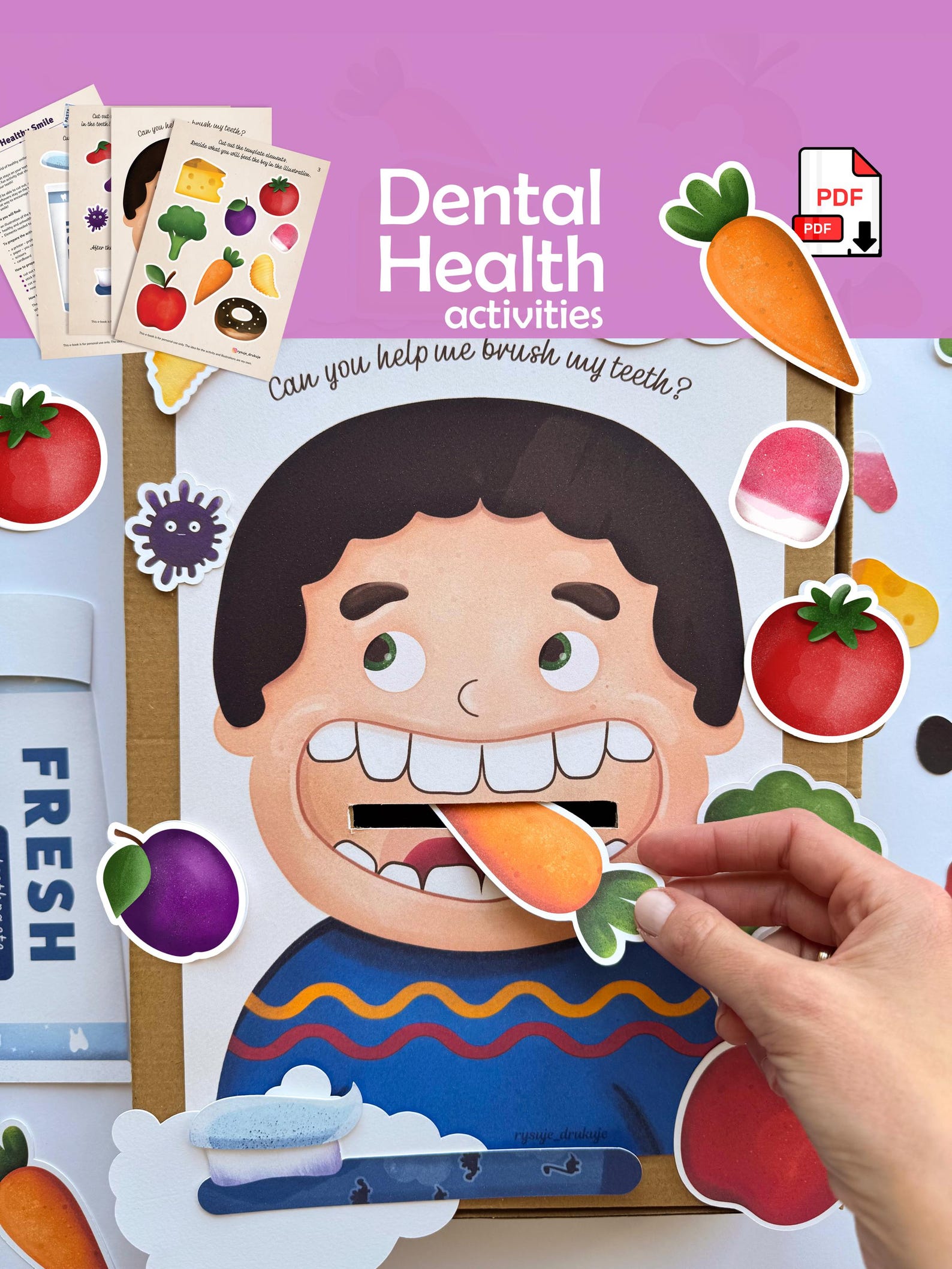 Dental Health Activity Printable | "feed the Mouth" Brushing Teeth Game ...