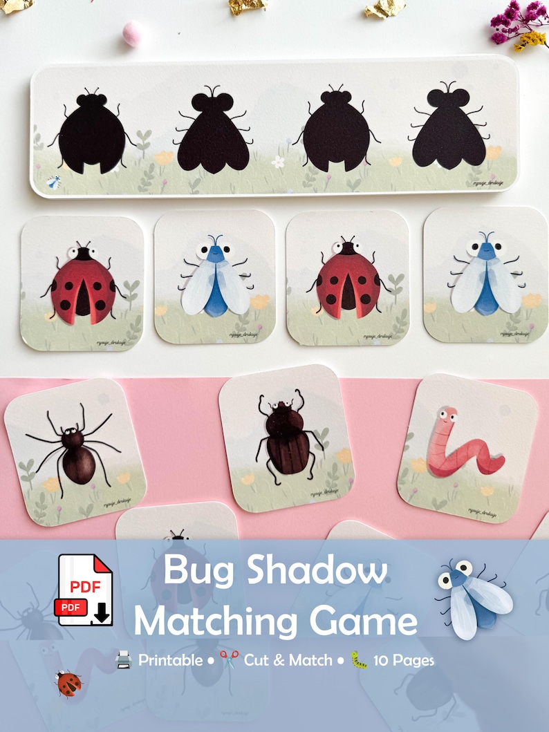 Bug Shadow Matching Game – Insect Printable for Toddlers & Preschool ...