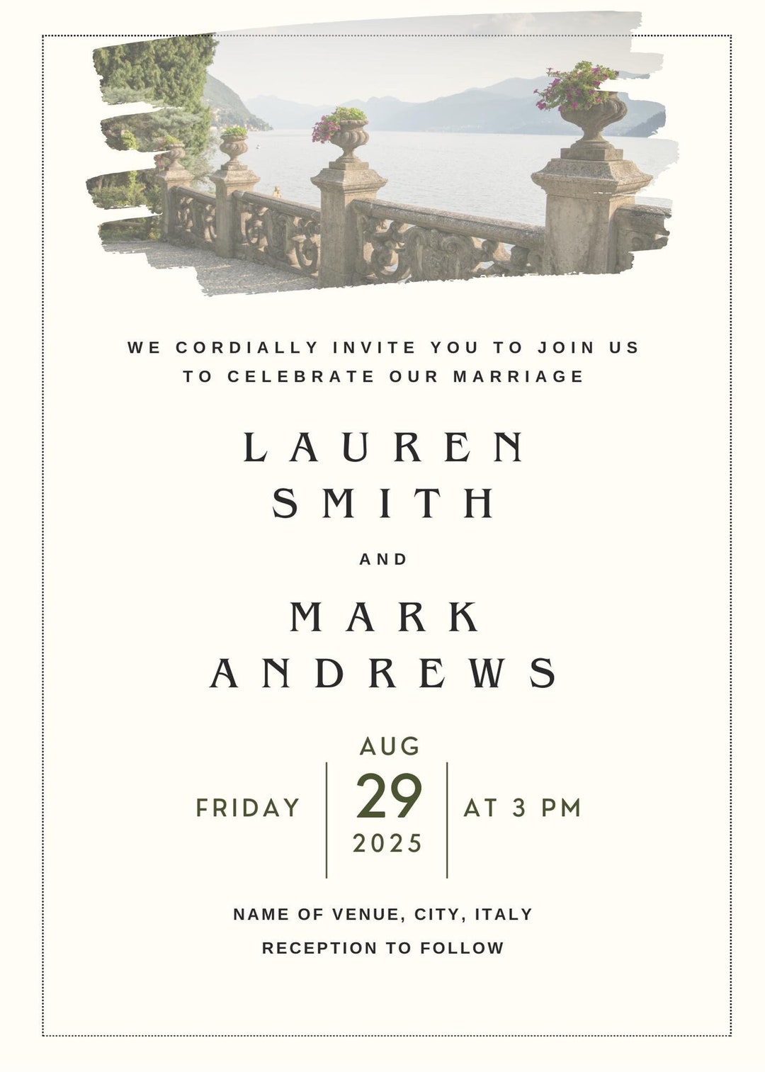 Italy Destination Wedding Invitation Template - Etsy