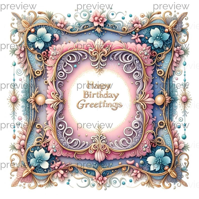 Digital Paper - Ornate Happy Birthday Theme for Celebratory Designs - Etsy
