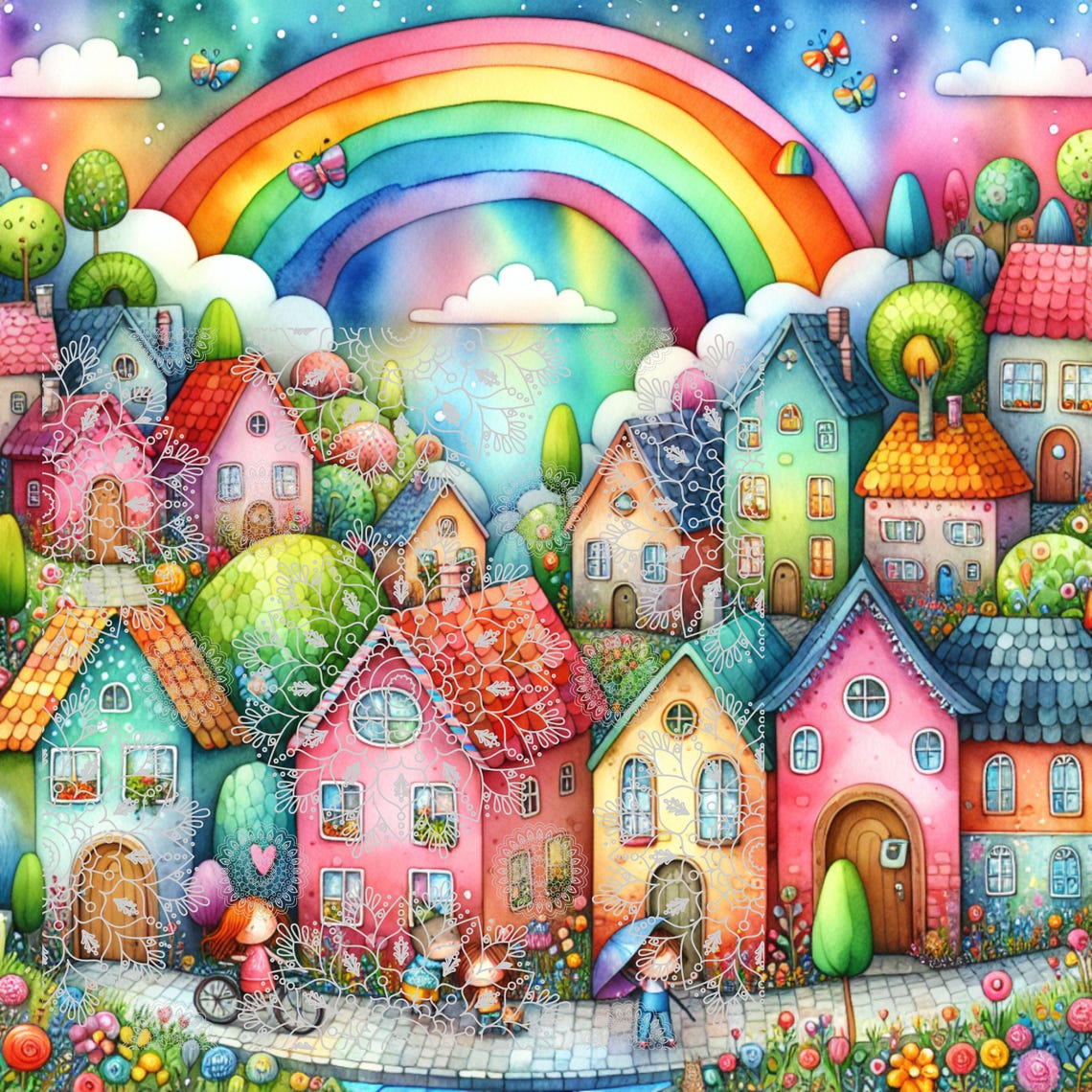 Storybook Village Digital Paper: Whimsical Scenes for Children's Books ...