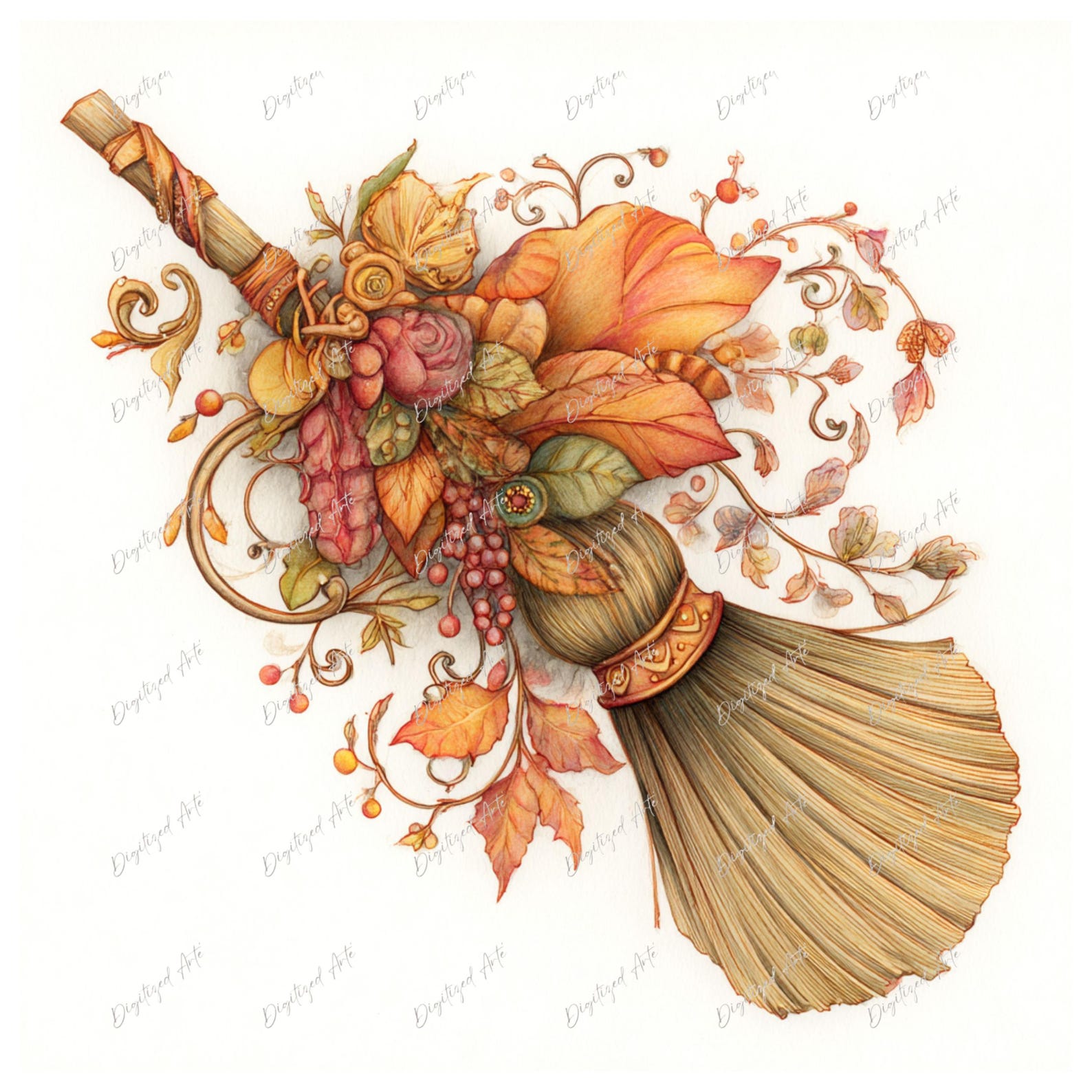 CLIP ART Bundle, 32 Whimsical Autumn Brooms Fall & Halloween Graphics ...