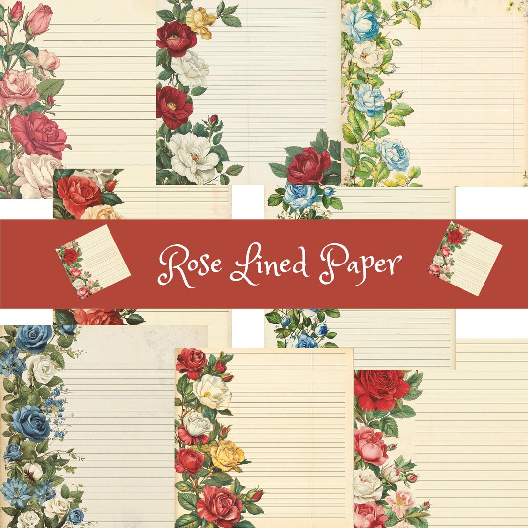 Rose Lined Paper 8x11 Inches - Etsy
