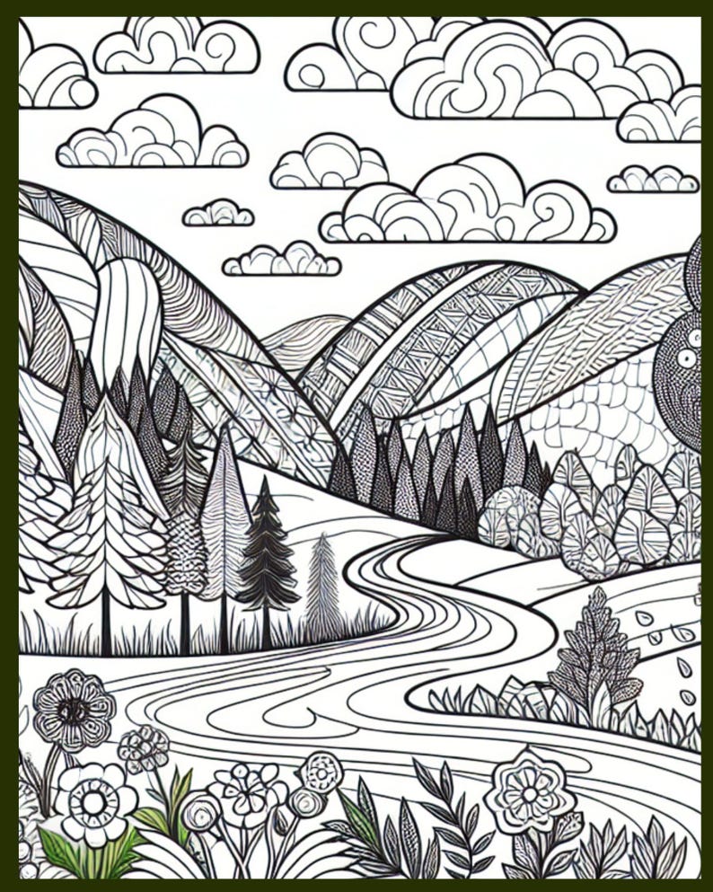 8 Seamless Coloring Pages: Wall Art Designs (PDF Files Included) - Etsy