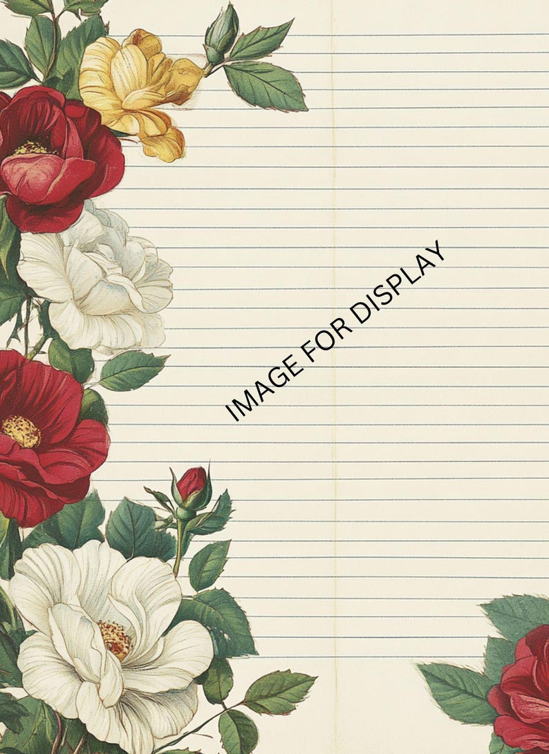 Rose Lined Paper 8x11 Inches - Etsy
