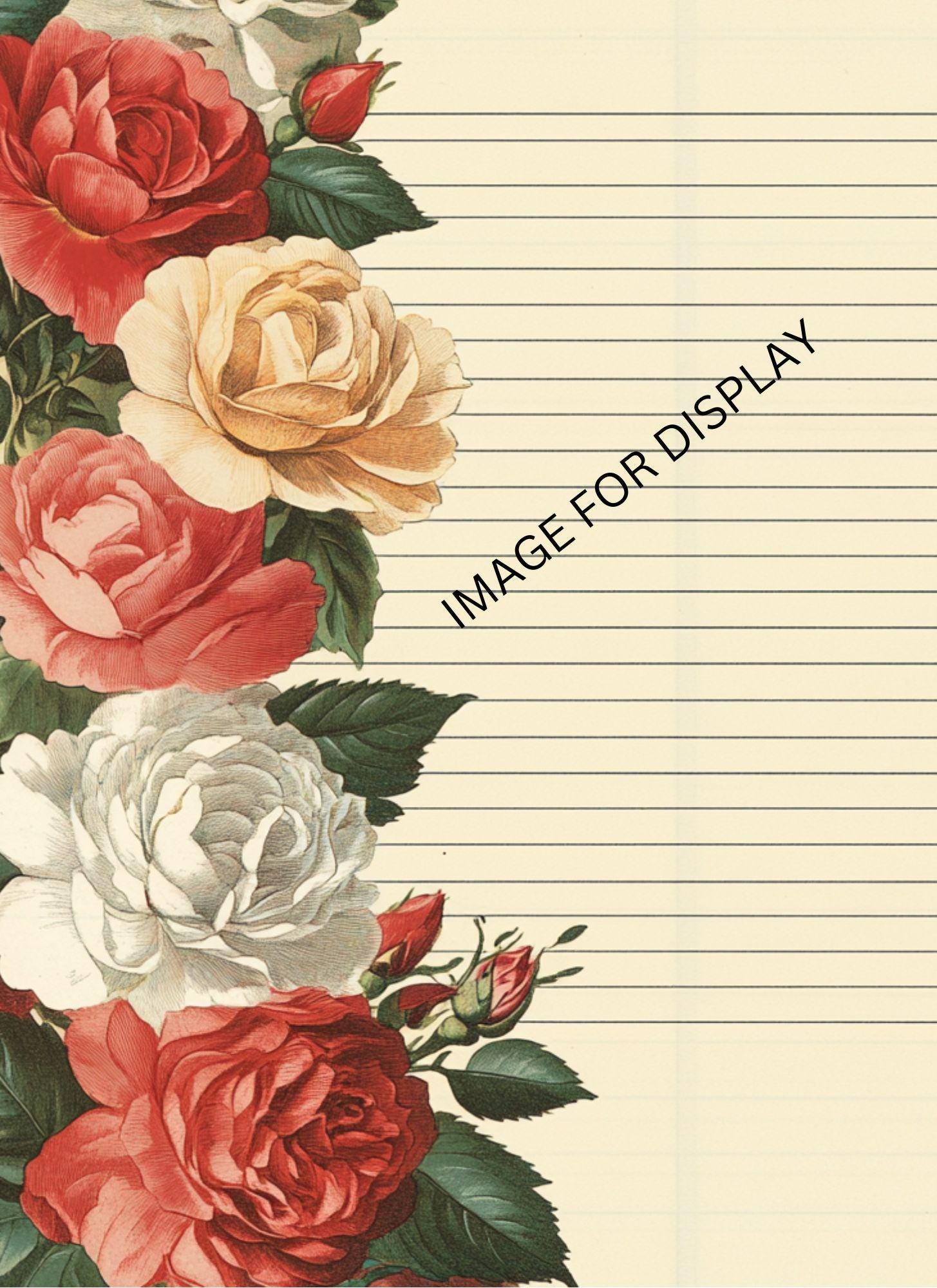 Rose Lined Paper 8x11 Inches - Etsy