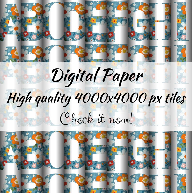 Digital Paper, Alphabet Letter Design - Seamless Pattern, Instant ...