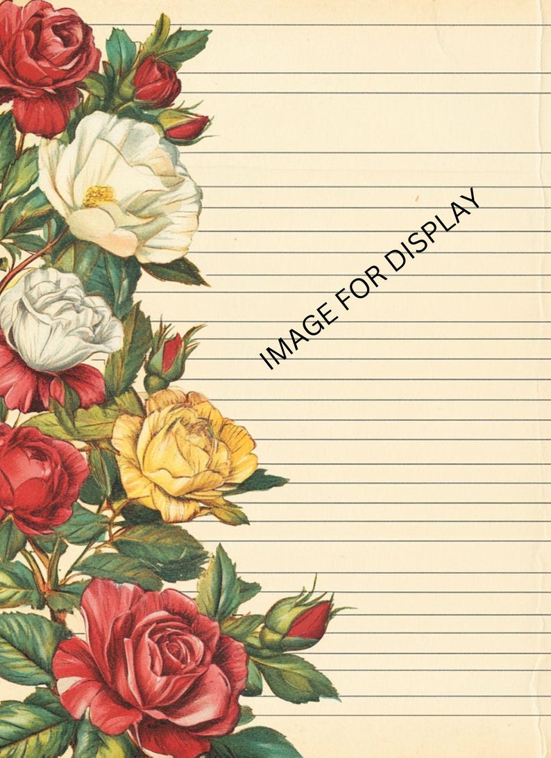 Rose Lined Paper 8x11 Inches - Etsy