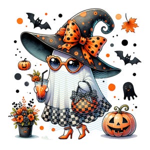Whimsical Halloween Ghost Clipart Bundle: Cartoon Ghost Illustrations ...