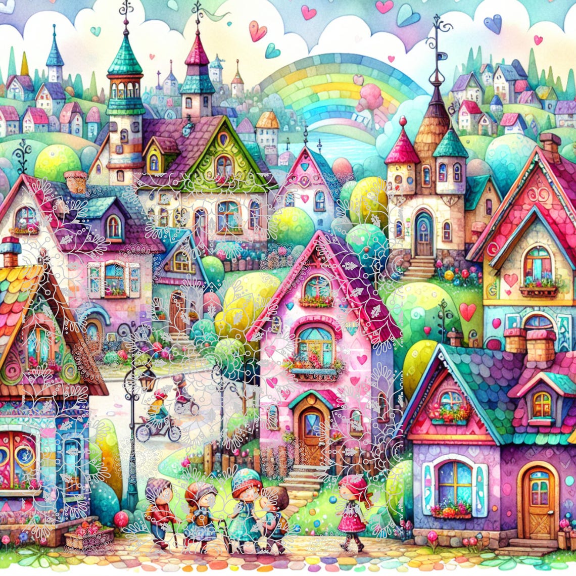 Storybook Village Digital Paper: Whimsical Scenes for Children's Books ...