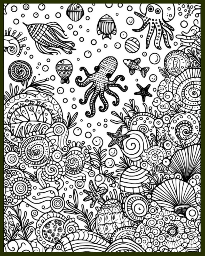 8 Seamless Coloring Pages: Wall Art Designs (PDF Files Included) - Etsy