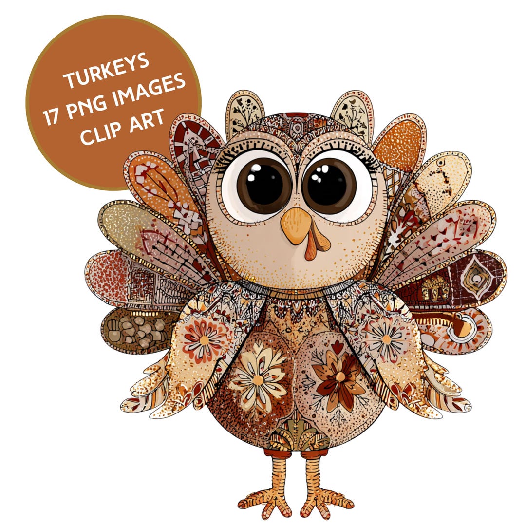 CLIP ART Bundle - Whimsical Cartoon Turkeys Collection for Thanksgiving ...