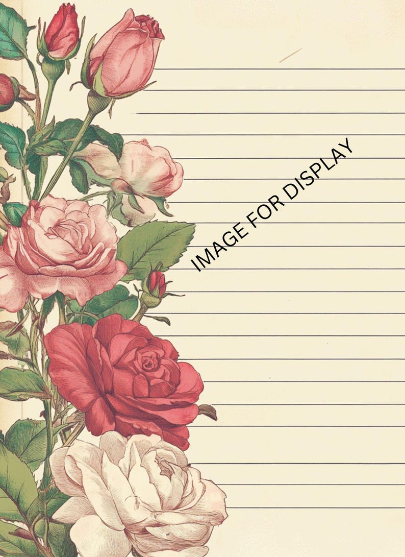 Rose Lined Paper 8x11 Inches - Etsy