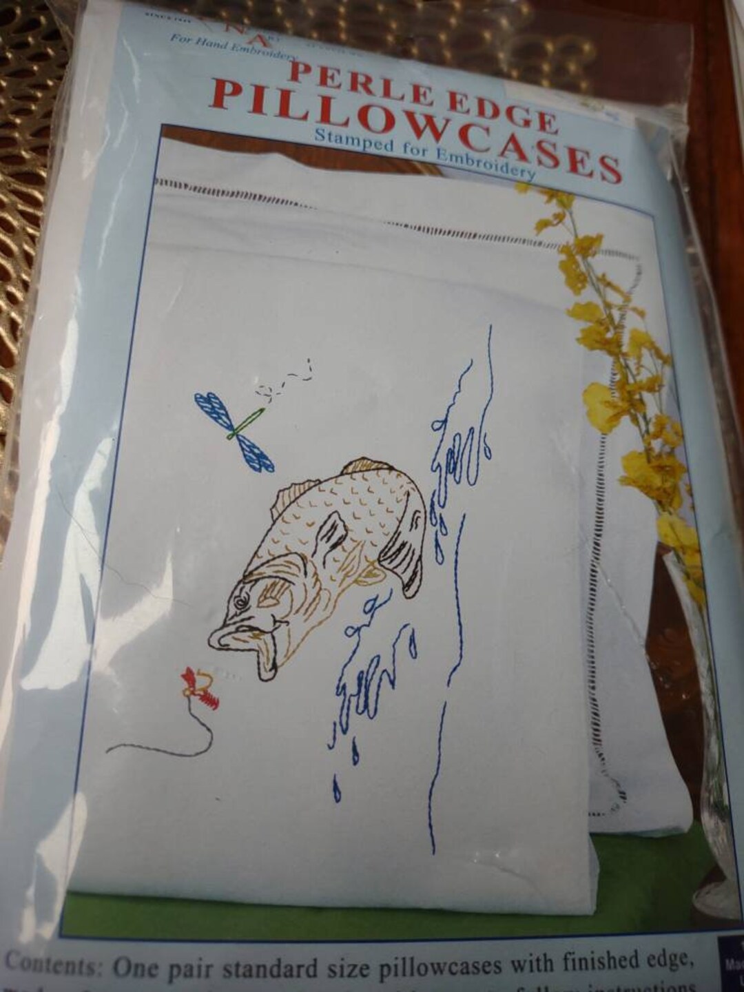 Fishing Pillowcase Pair Fishing/fish Embroidery Kit E Perle Edge ...