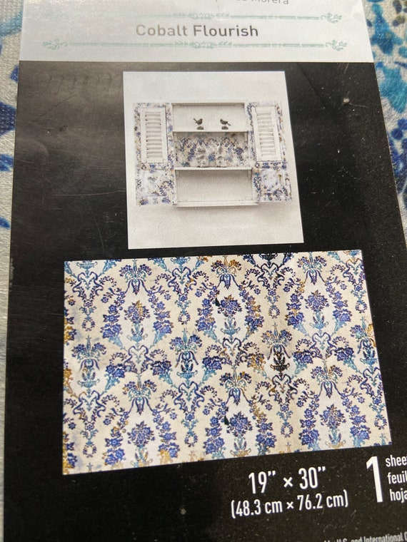 Cobalt Flourish Decoupage Decor Tissue Paper Re Design Tissue - Etsy