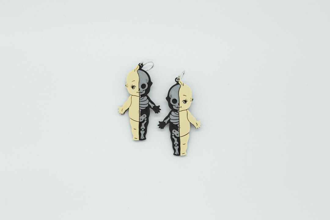Skeleton Kewpie Doll Earrings | Sterling Silver 925 | 3D Printed ...