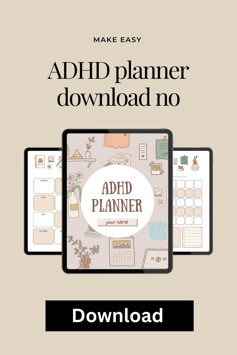 ADHD Planner,adhd Digital Planner, Printable Planner, Monthly Planner ...