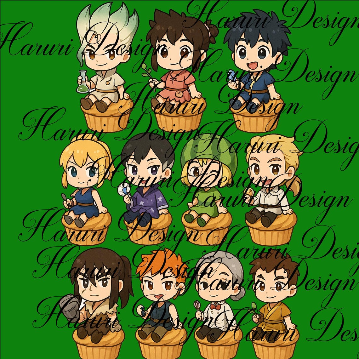 Dr. & Stone Characters - Science Era Chibis – Cake Toppers (digital ...