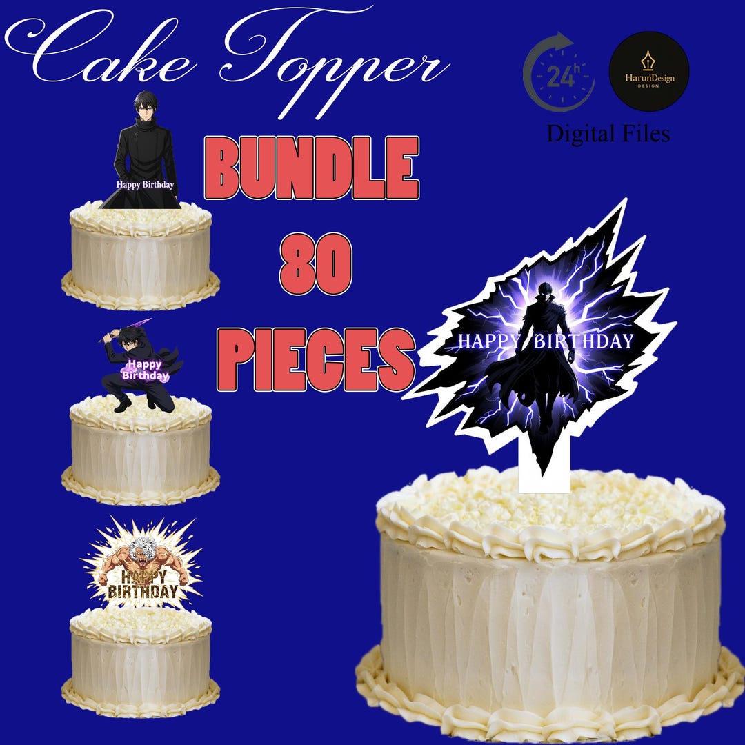 80 Digital Anime Cake Toppers Bundle - Chibi Style - S.leveling ...