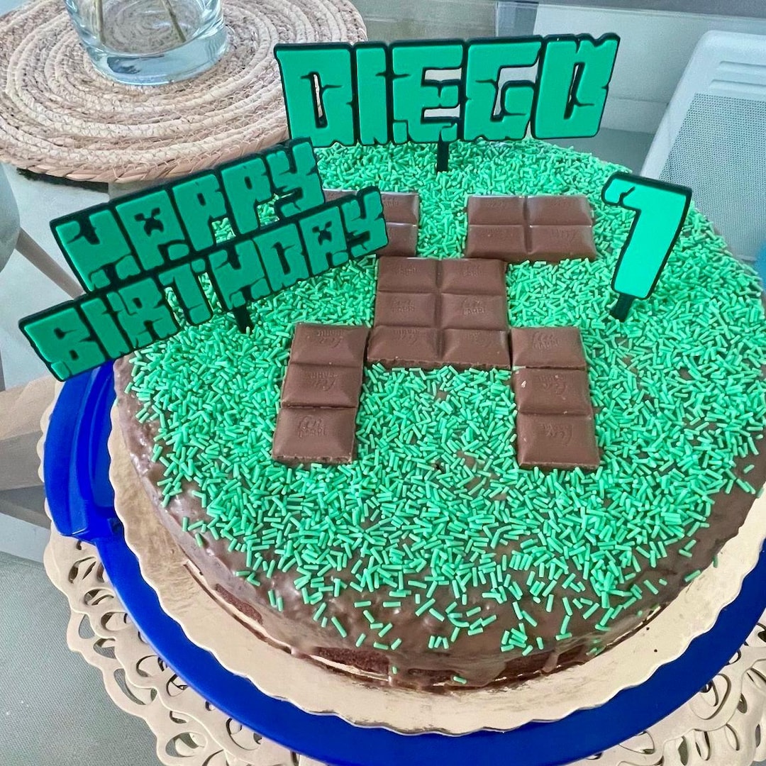 Minecraft Birthday Cake Topper, Custom Name & Age, 3D Printed Pixel ...