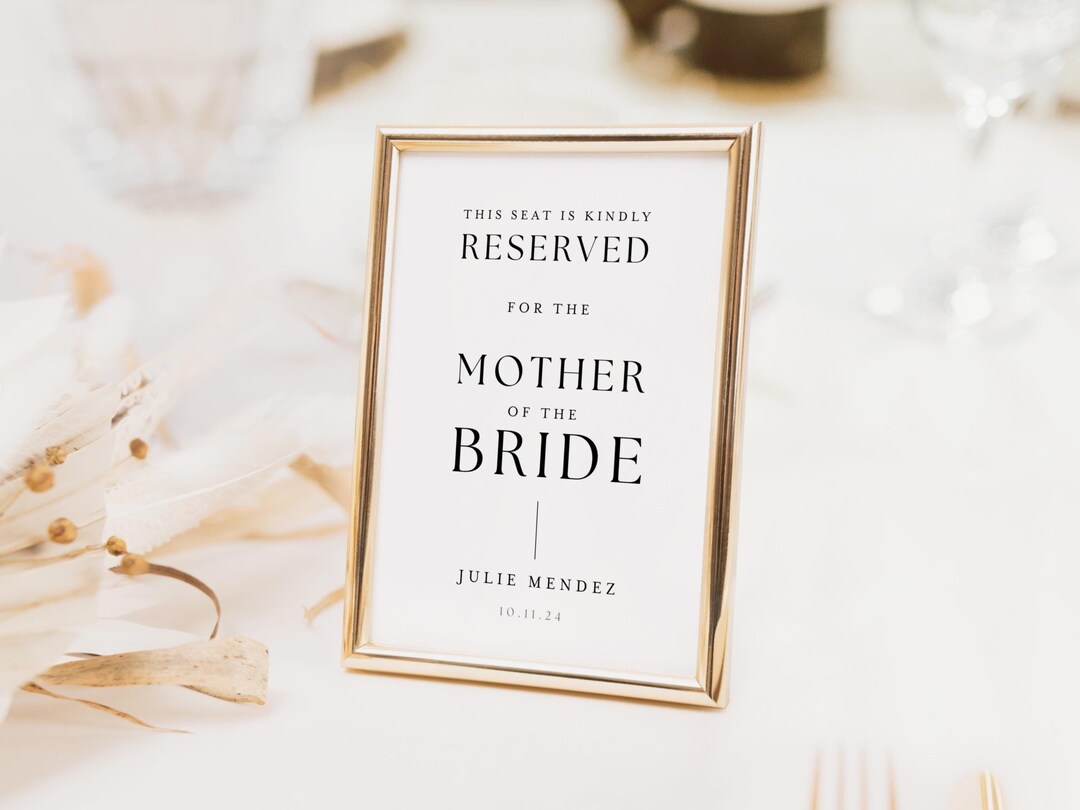 Reserved Seating Table Signage for Wedding, Editable Template, Flat 5x7 ...