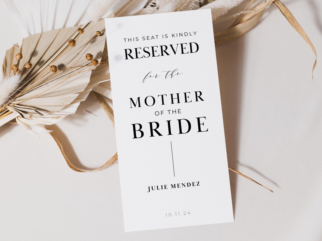 Modern Reserved Seating Signage for Wedding, Editable Template, Flat ...