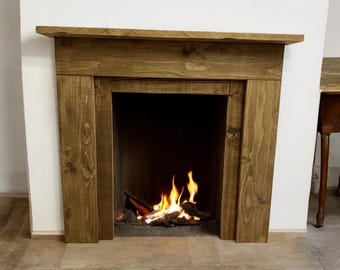 Fireplace Surround, Solid Rustic Oak Made to Measure Kaminumrandung ...