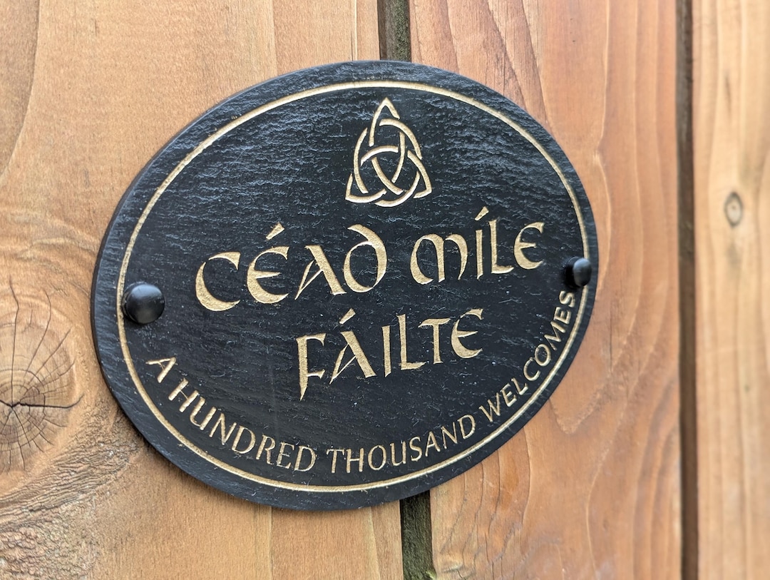 Celtic Irish Cead Mile Failte Slate Sign - Etsy