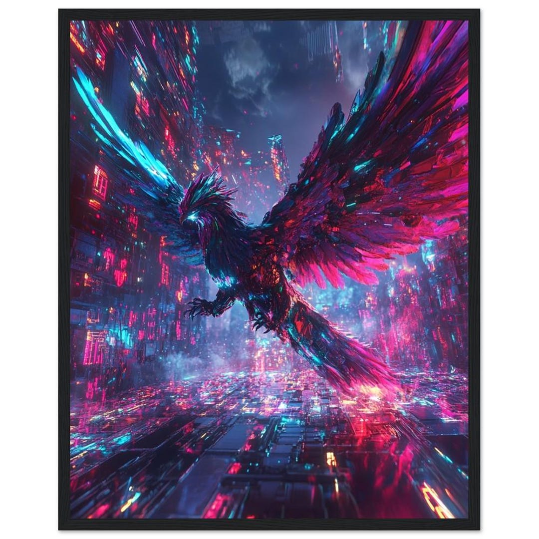 Cyber Phoenix: Ascendant of the Digital Abyss, Premium Matte Paper ...