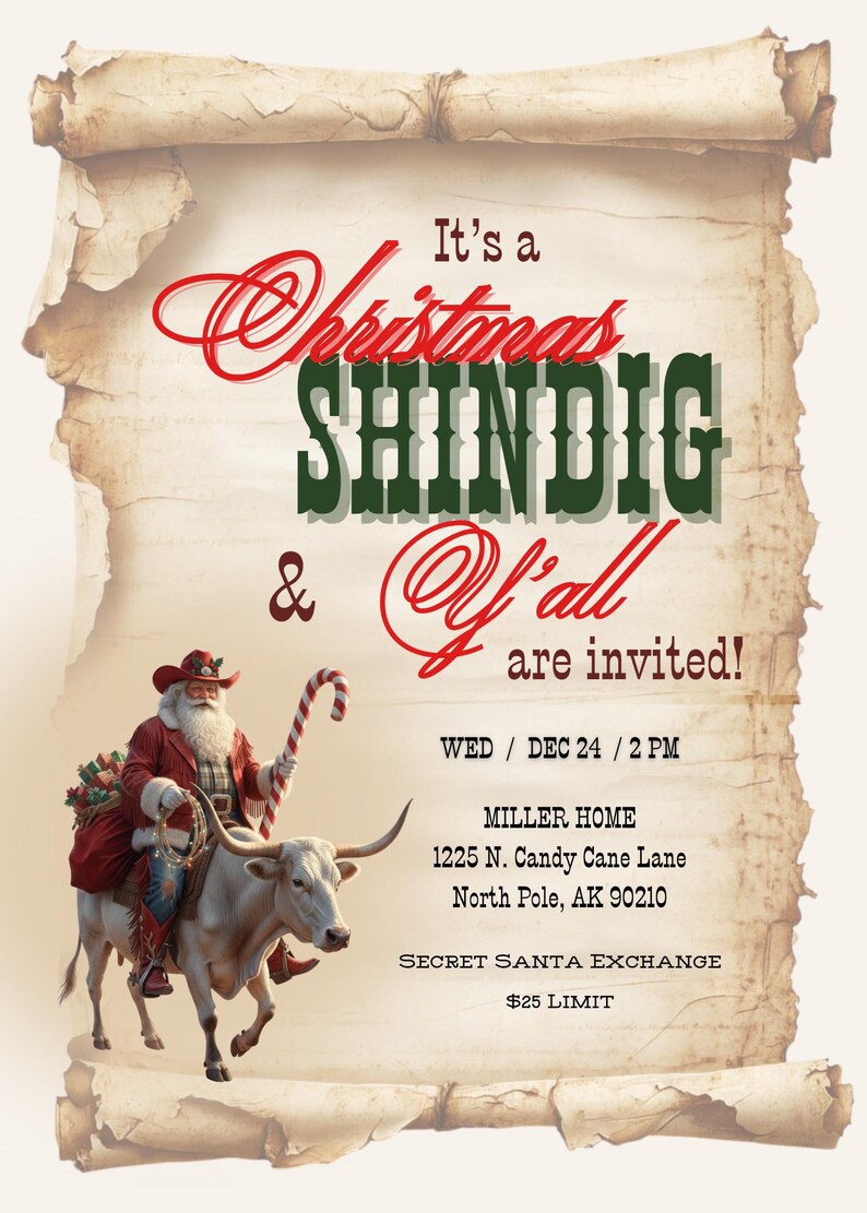 Christmas Western Invitation - Etsy