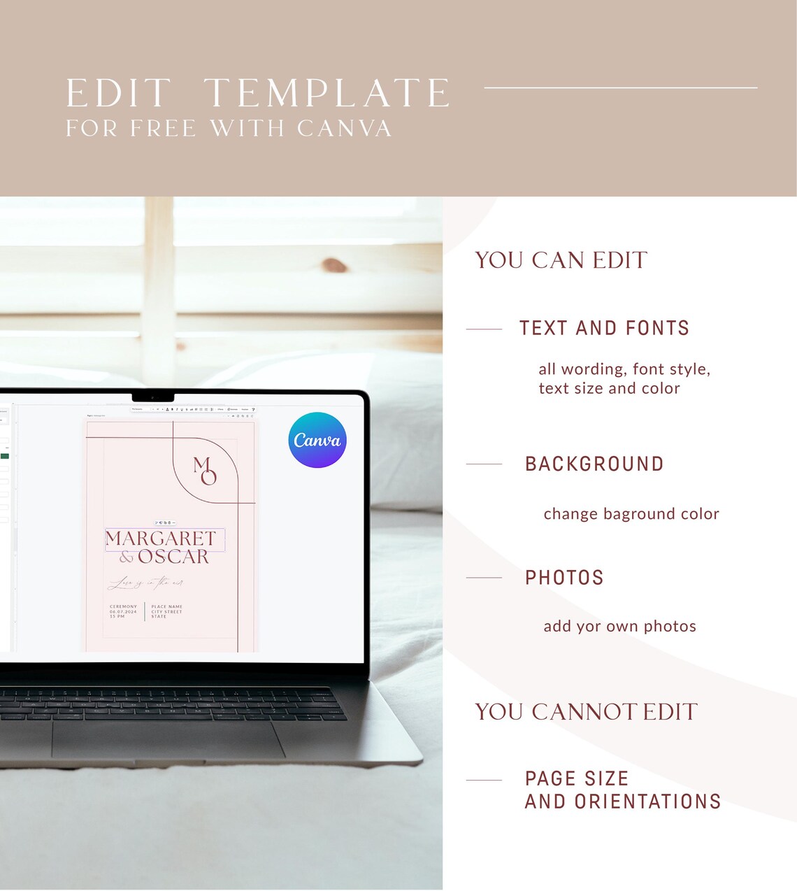 Modern Canva Wedding Templates for Instant Download Bold Fonts Color ...