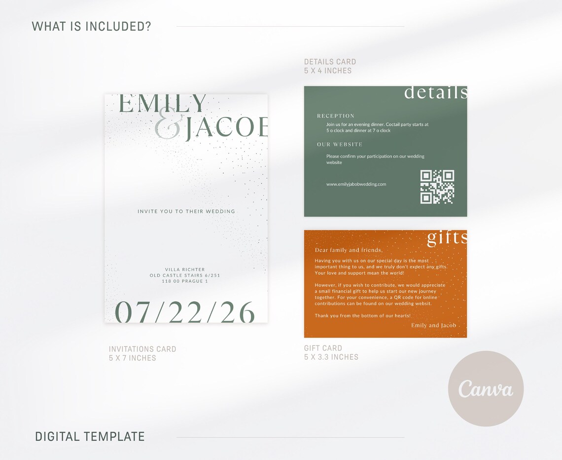 Modern Canva Wedding Templates for Instant Download Bold Fonts Color ...
