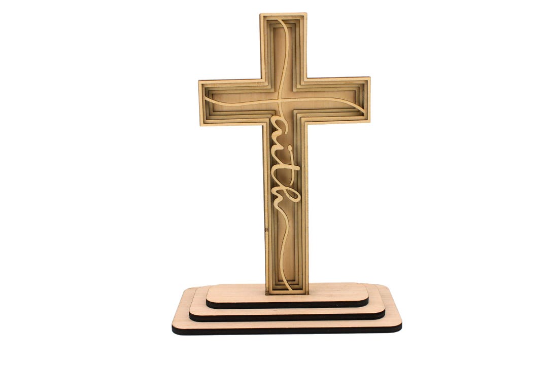 Layered Laser Cut Wood Faith Christian Religious Cross Crucifix on ...