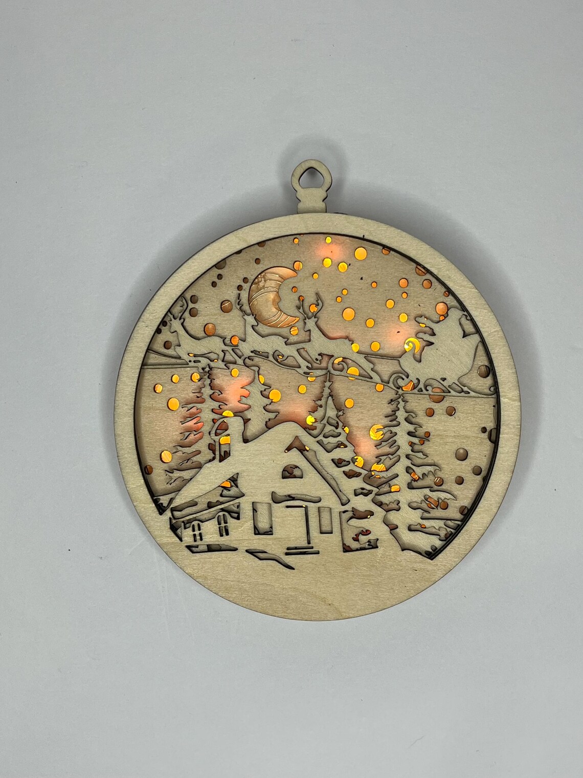 Layered Laser Cut Wooden Lighted Christmas Scene Ornament - Etsy